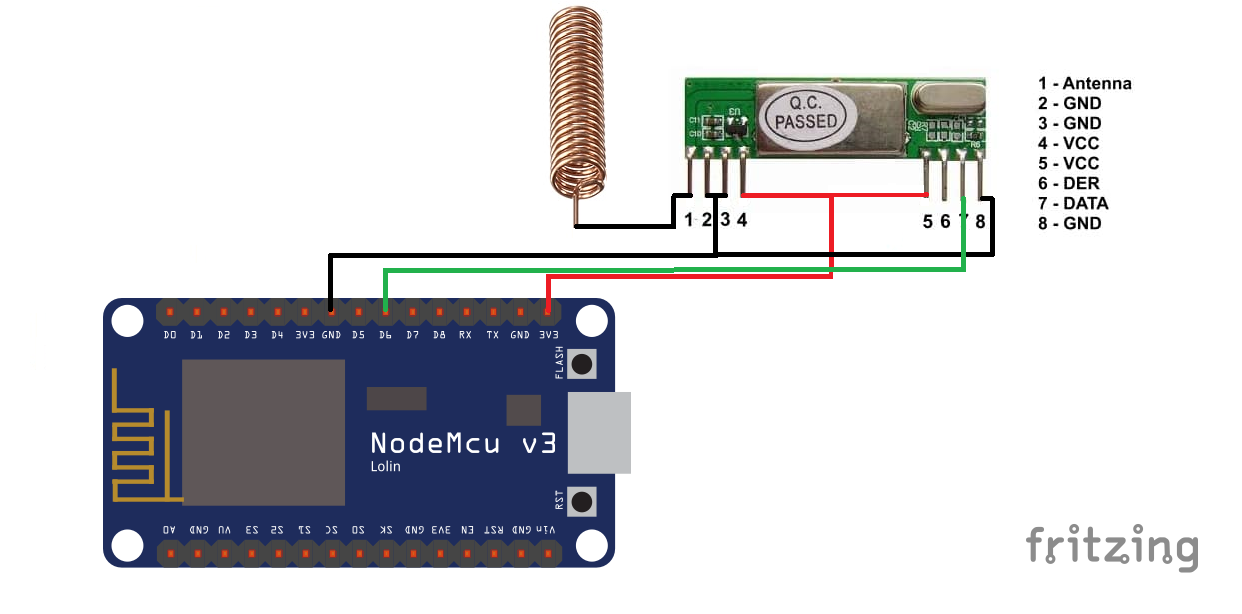 NodeMcu 433Mhz Sniffer - Home Assistant Integrációval